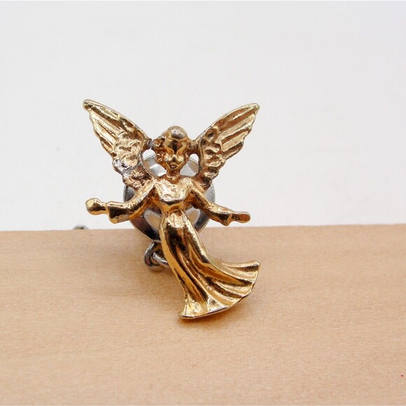 Unbranded | Accessories | Vintage Gold Tone Guardian Angel Tie Tack Pin ...